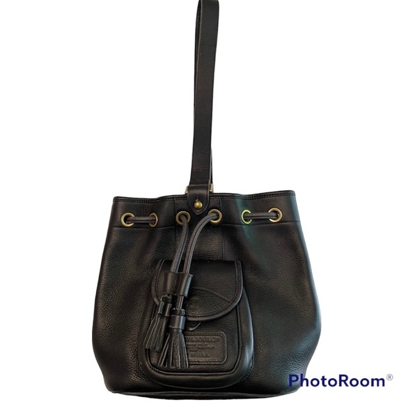 Dooney & Bourke | Bags | Dooney Bourke Black Leather Pull String Bucket ...